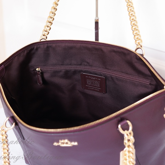 Coach | Bags | Coach F35868 Ava Chain Tote Handbag In Raspberry | Poshmark